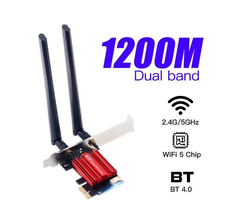 Adaptador WIFI PCI-E Dual Band 2.4/5Ghz AC 1200 + Bluetooth 4.0 ...
