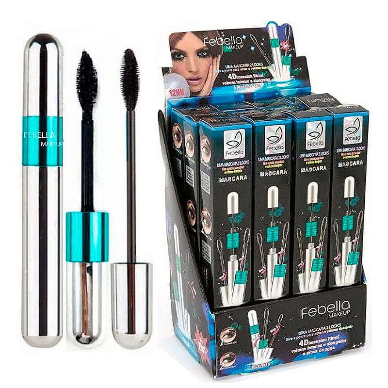 Máscara Para Cílios 2 em 1 a Prova DÁgua Febella MA3041 Rímel Atacado Box 12 Unidades ...