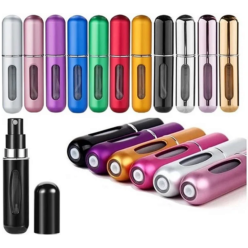 Porta Perfume Spray Recarregável QBM15000 Atacado Box 12 Unidades Cores ...