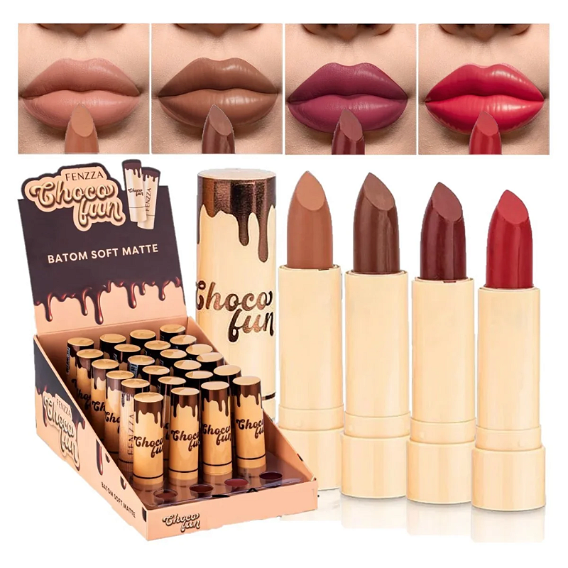 Batom Soft Matte Choco Fun Fenzza FZ20098 Atacado Box 24 Unidades ...