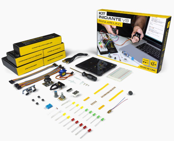 Kit Iniciante V8 para Arduino com Placa Uno R3 - Robótica Educacional ...