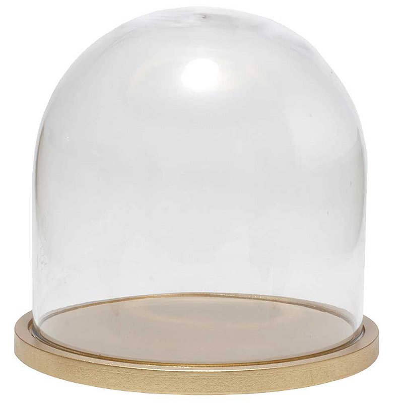 Comprar Redoma de vidro lisa com base de MDF dourada - pequena ...