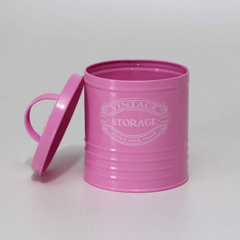 Lata Vintage Rosa - Pequena - Marmelo Casa e Decoração
