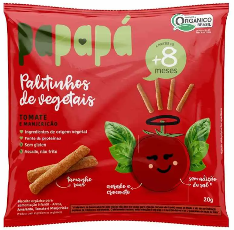Papapá Palitinhos de Vegetais Tomate e Manjericão | Orgânico (20g ...