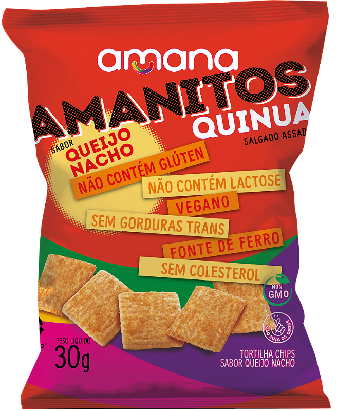 Snack de Quinua Amanitos sabor Queijo Nacho | sem Lactose '40g - Snick ...