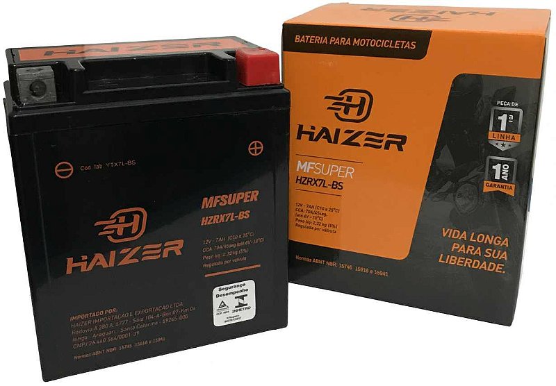 Bateria Haizer HZRX7L-BS 7Ah Tornado Falcon Lead CB300 Fazer - onix-e ...