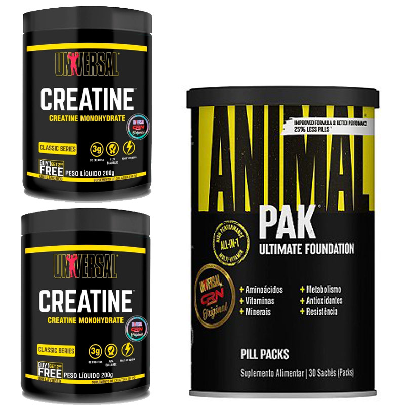 COMBO CREATINA 400G + ANIMAL PAK 30 PACKS - UNIVERSAL NUTRITION ...