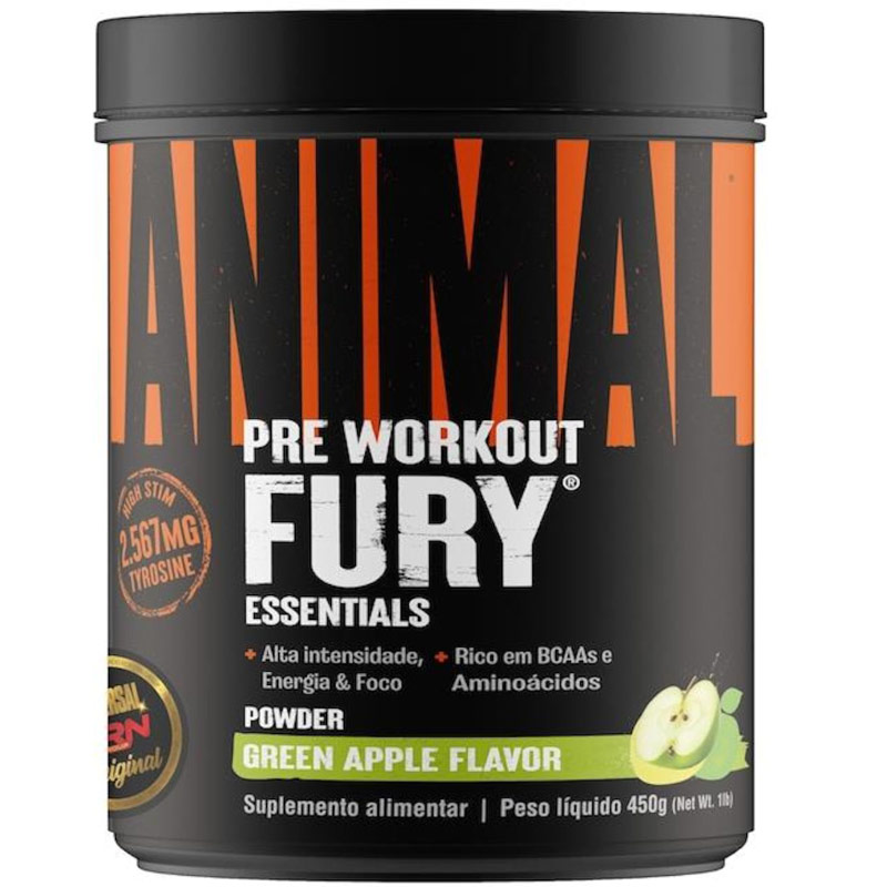 PRE WORKOUT FURY ESSENTIALS GREEN APPLE 450G - UNIVERSAL NUTRITION - Universal Nutrition Brasil