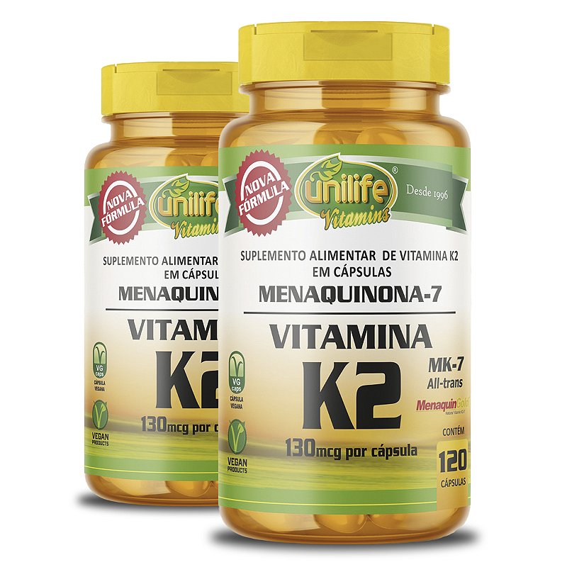 Kit 2 Vitamina K2 Menaquinona-7 Unilife 120 cápsulas - Edin