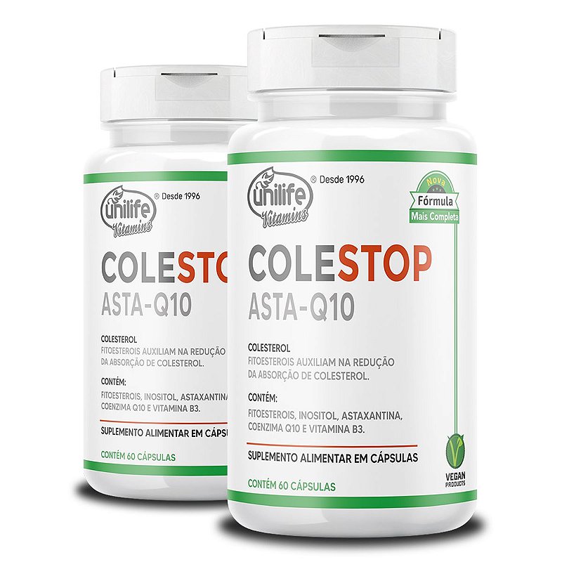 Kit 2 Colestop Asta Q10 Unilife 60 cápsulas - Edin