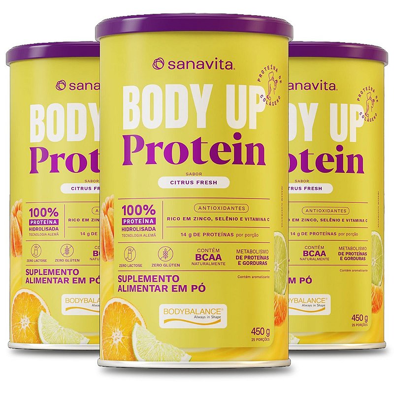 Kit 3 Body Up Protein Sanavita Frutas Cítricas 450g - Edin