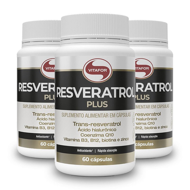Kit 3 Resveratrol Plus Vitafor 60 Cápsulas - Edin
