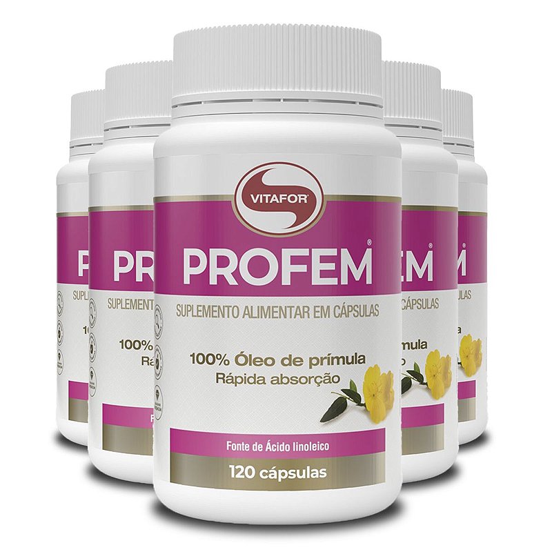 Kit 5 Óleo de Prímula Profem Vitafor 120 cápsulas - Edin