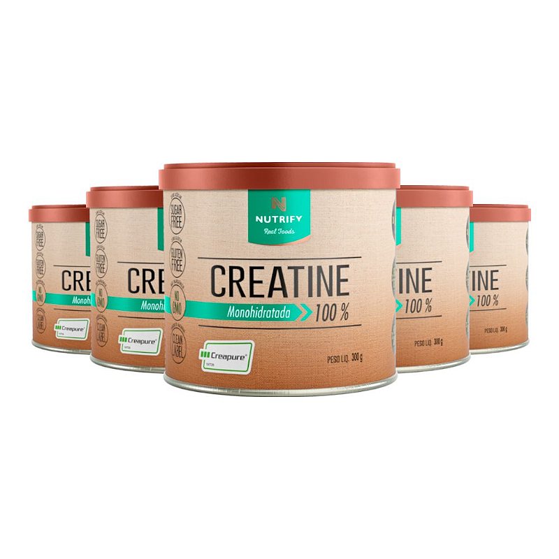 Kit 5 Creatina Monohidratada Nutrify Creatine Creapure 300g - Edin
