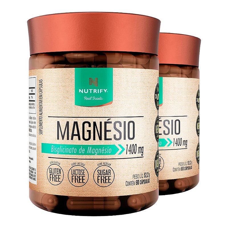 Kit 2 Magnésio Nutrify 1400mg 60 Cápsulas - Edin