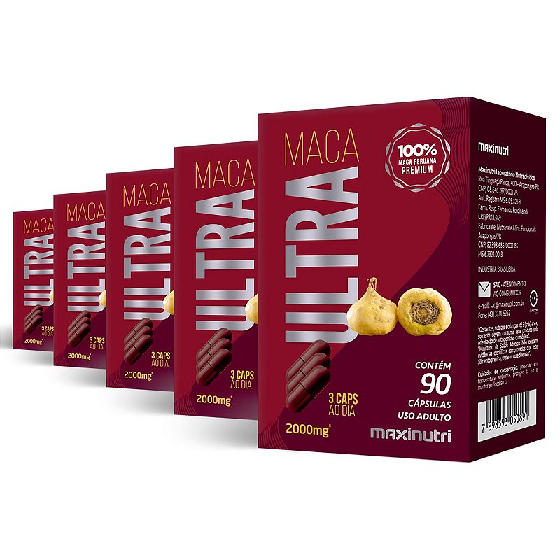 Kit 5 Maca Ultra Premium Maxinutri 90 Cápsulas - Edin