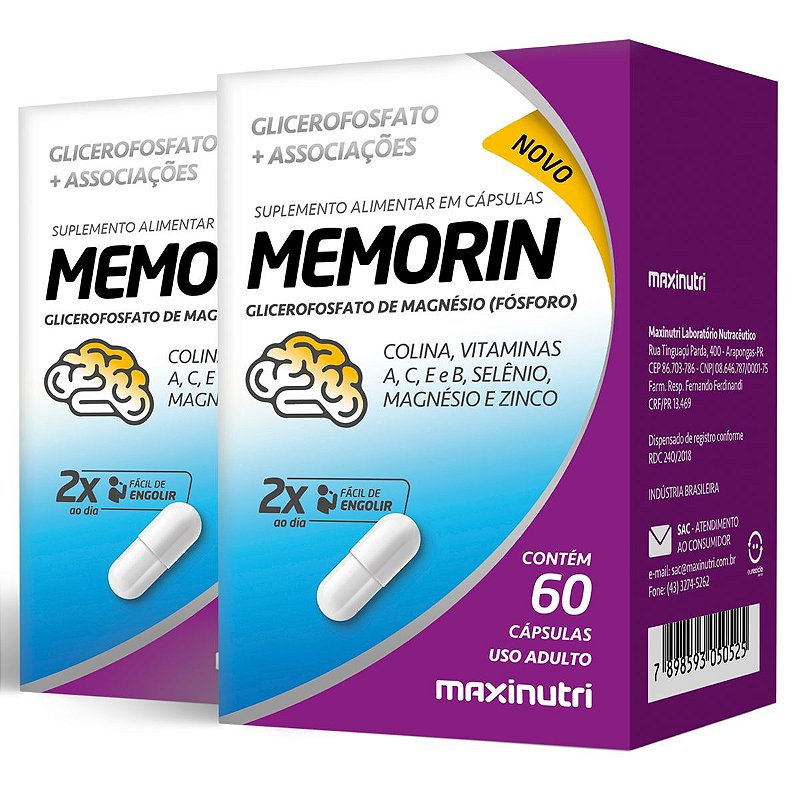 Kit 2 Memorin Fósforo + Vitaminas Maxinutri 60 Cápsulas - Edin