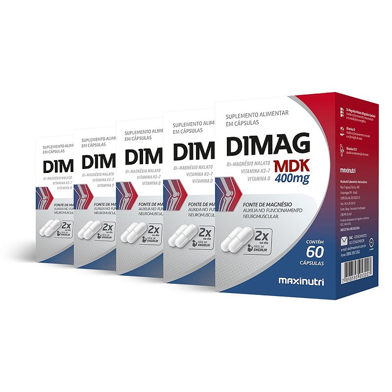 Kit 5 Dimag MDK 400mg Maxinutri 60 Cápsulas - Edin