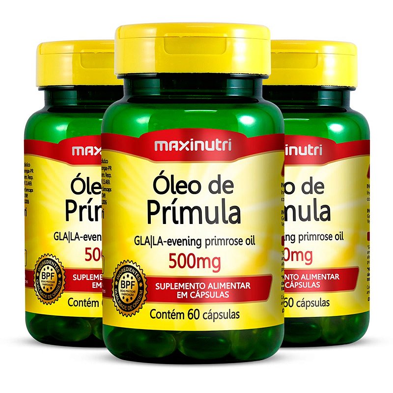 Kit 3 Óleo de Prímula 500mg Maxinutri 60 Cápsulas - Edin