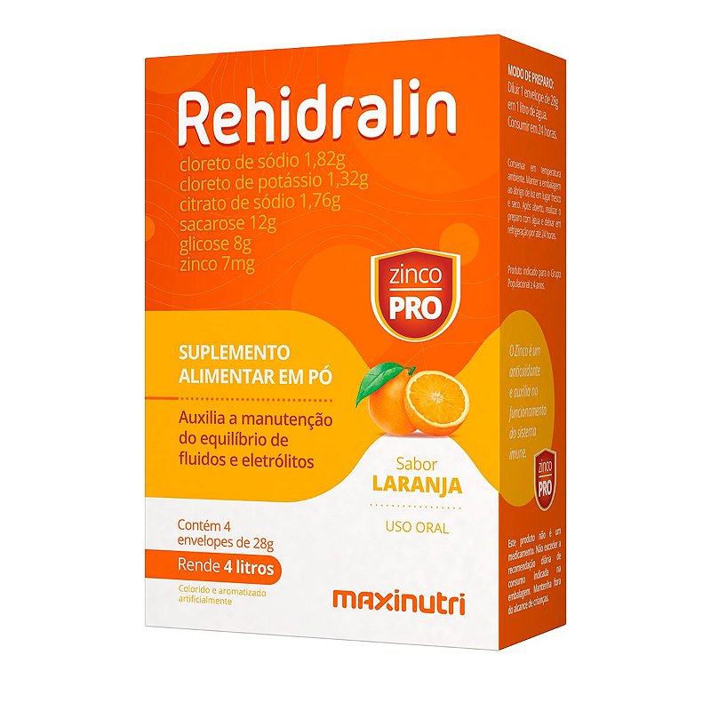 Rehidralin Maxinutri 4 Sachês Laranja - Edin