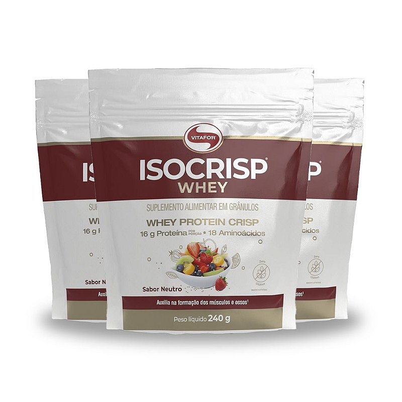 Kit 3 Isocrisp Whey Protein Crisp Vitafor Pouch 240g Neutro - Edin