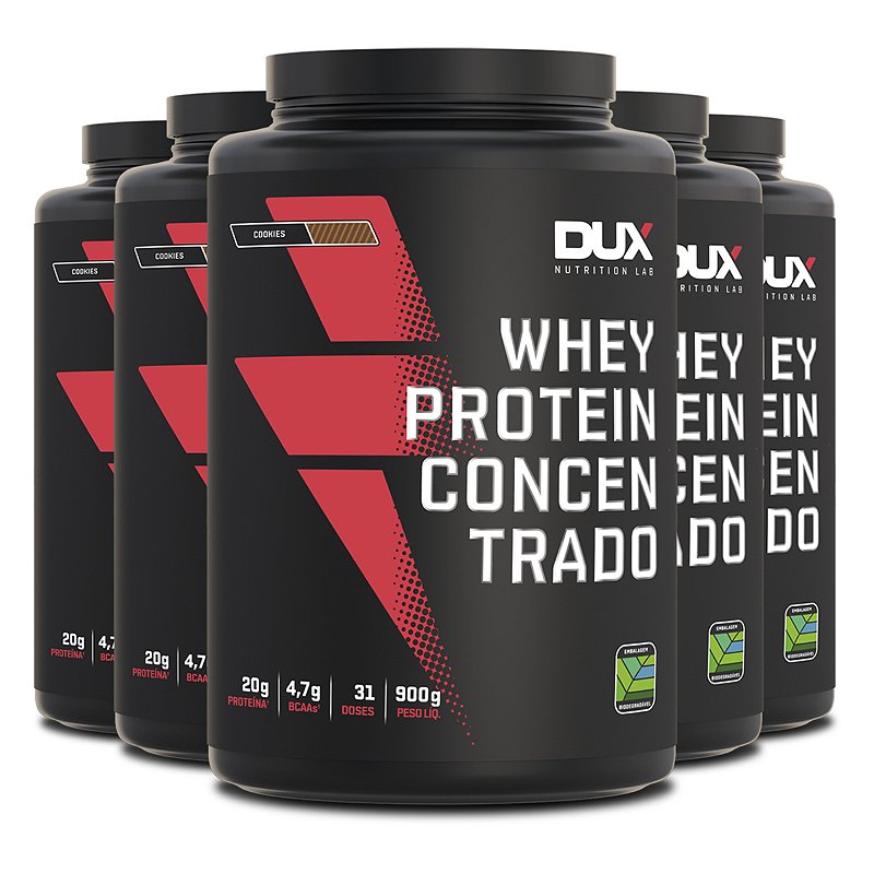 Kit 5 Whey Protein Concentrado Dux Cookies 900g - Edin