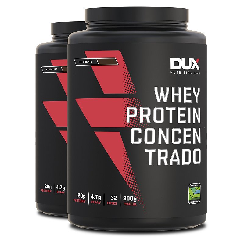 Kit 2 Whey Protein Concentrado Dux Chocolate 900g - Edin
