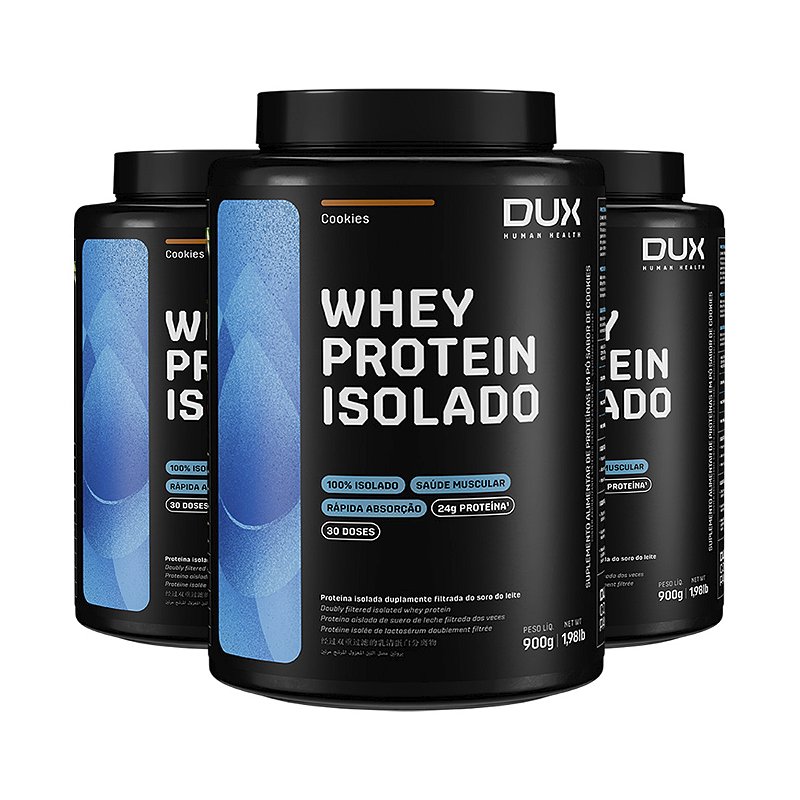 Kit 3 Whey Protein Isolado Dux Cookies 900g - Edin