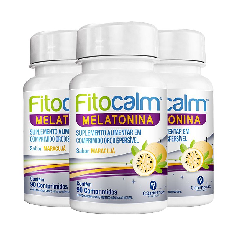 Kit 3 Fitocalm Melatonina Catarinense Maracujá 90 capsulas - Edin
