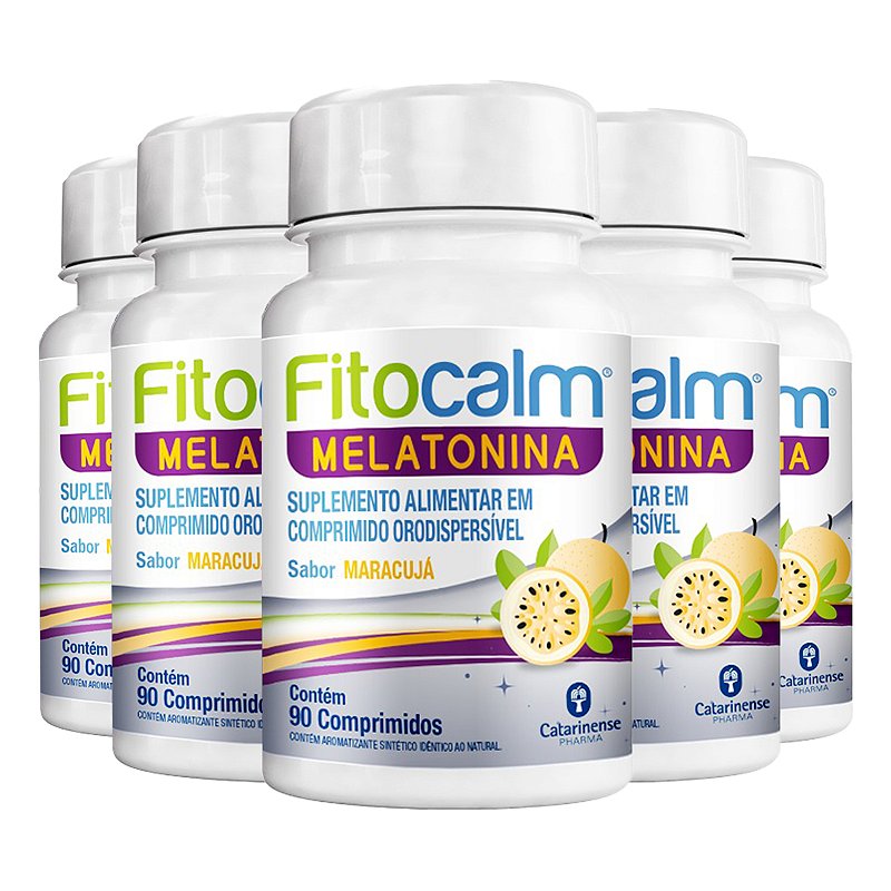 Kit 5 Fitocalm Melatonina Catarinense Maracujá 90 capsulas - Edin