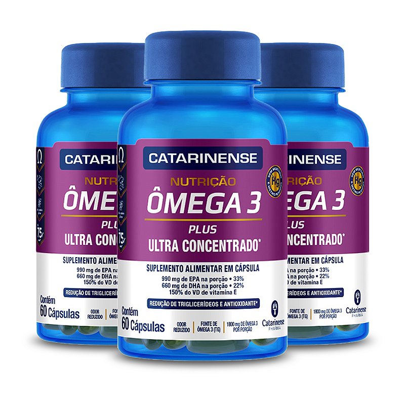 Kit 3 Ômega 3 Concentrado Catarinense 60 capsulas - Edin