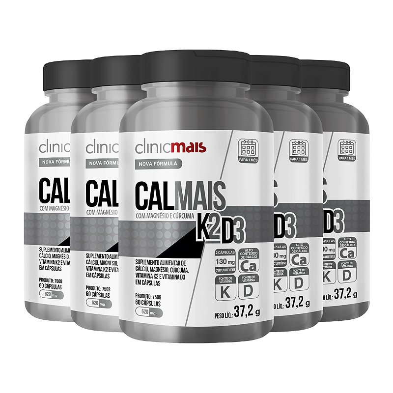 Kit 5 Calmais K2+D3 ClinicMais 60 Cápsulas - Edin