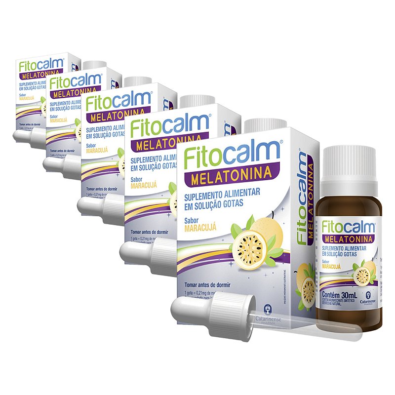Kit 5 Fitocalm Melatonina Catarinense Maracujá 30ml - Edin