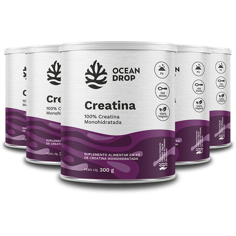 Kit 5 Creatina Monohidratada Ocean Drop Vegana 300g - Edin