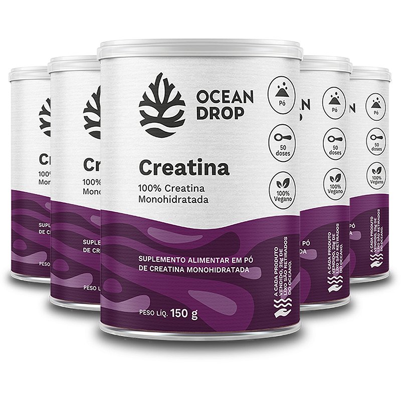 Kit 5 Creatina Monohidratada Ocean Drop Vegana 150g - Edin