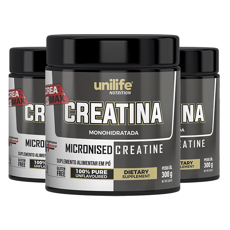 Kit 3 Creatina Pura ATP Monohidrata 300g Unilife - Edin