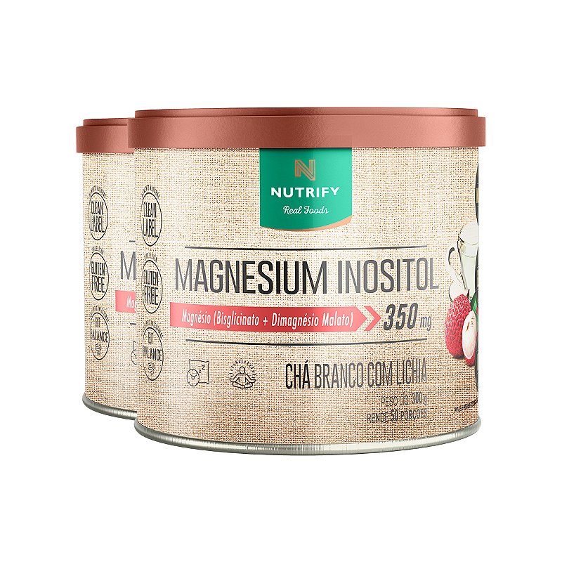 Kit 2 Magnesium Inositol Nutrify 350g Chá Branco com Lichia - Edin