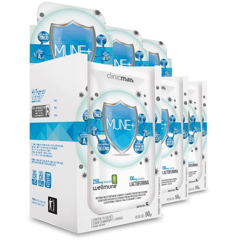 Kit 3 Wellmune Mune + ClinicMais Sabor Cranberry e Laranja (10 Sachês ...