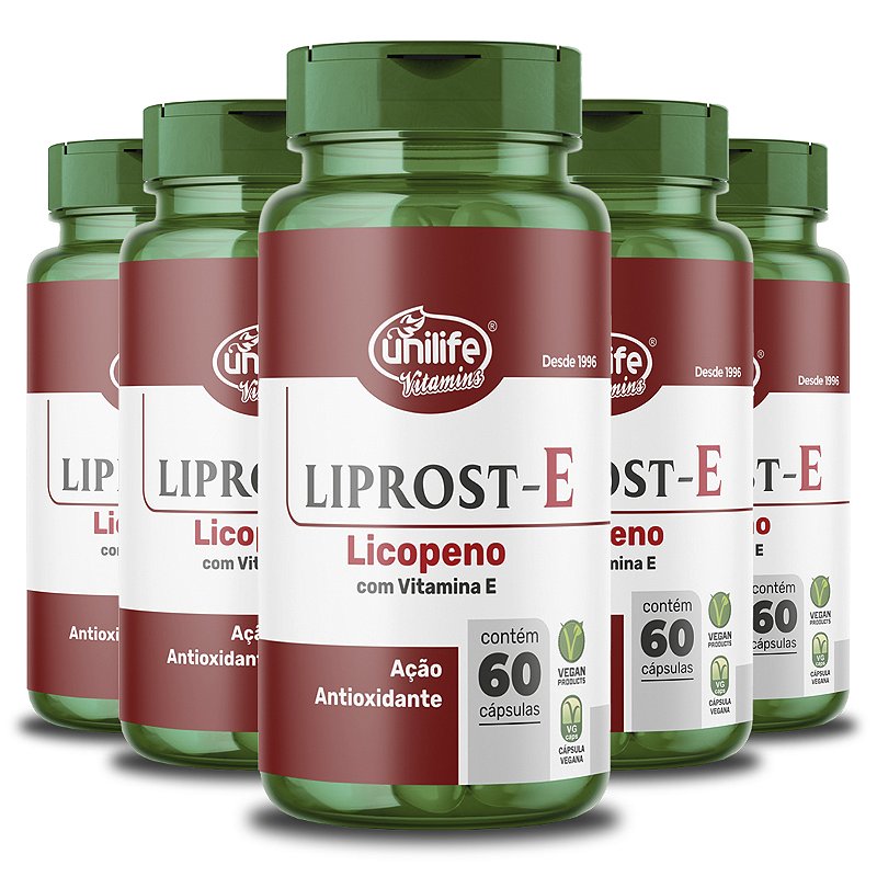 Kit 5 Liprost E Licopeno com Vitamina E Unilife 60 Cápsulas - Edin