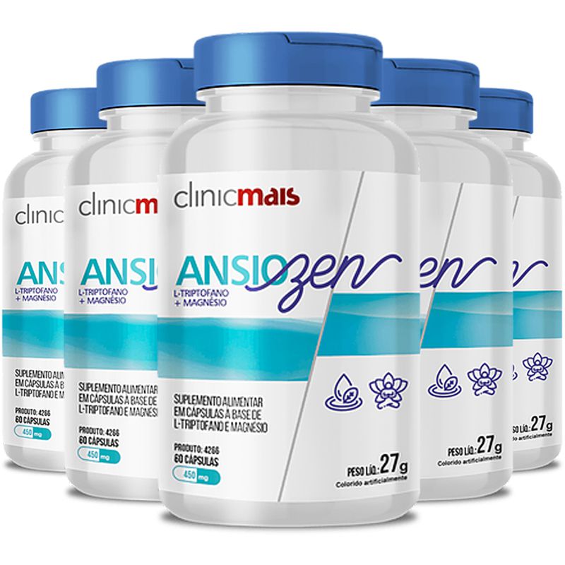 Kit 5 ANSIOZEN L-Triptofano e Magnésio ClinicMais 60 cápsulas - Edin