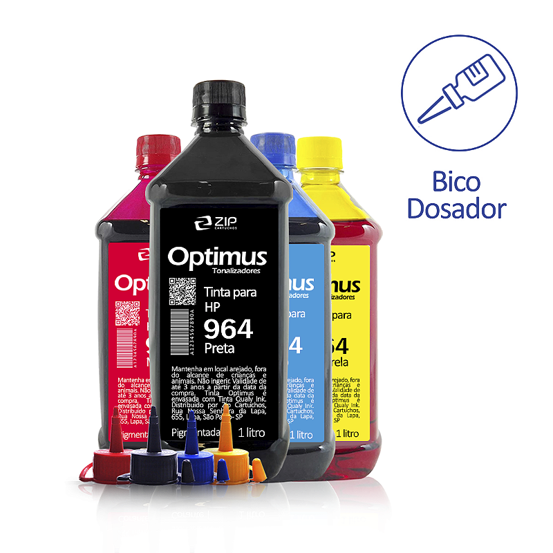 Kit de Tinta HP 964 | 964XL Optimus 1L é Zip - Zip Cartuchos
