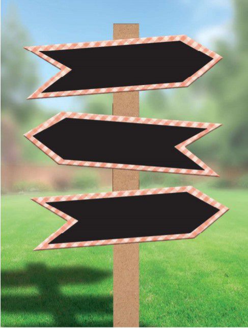 Placa Decorativa de Jardim MDF Setas Xadrez - GRINTOY - CCS Decorações
