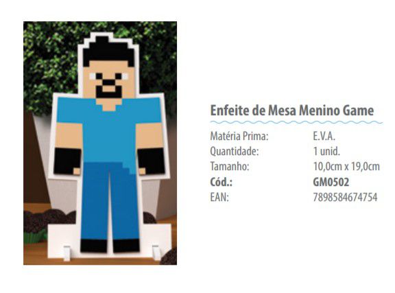 Decoração Enfeite de Mesa Menino Game 10x19cm com 1 Un - Festa Gamer ...