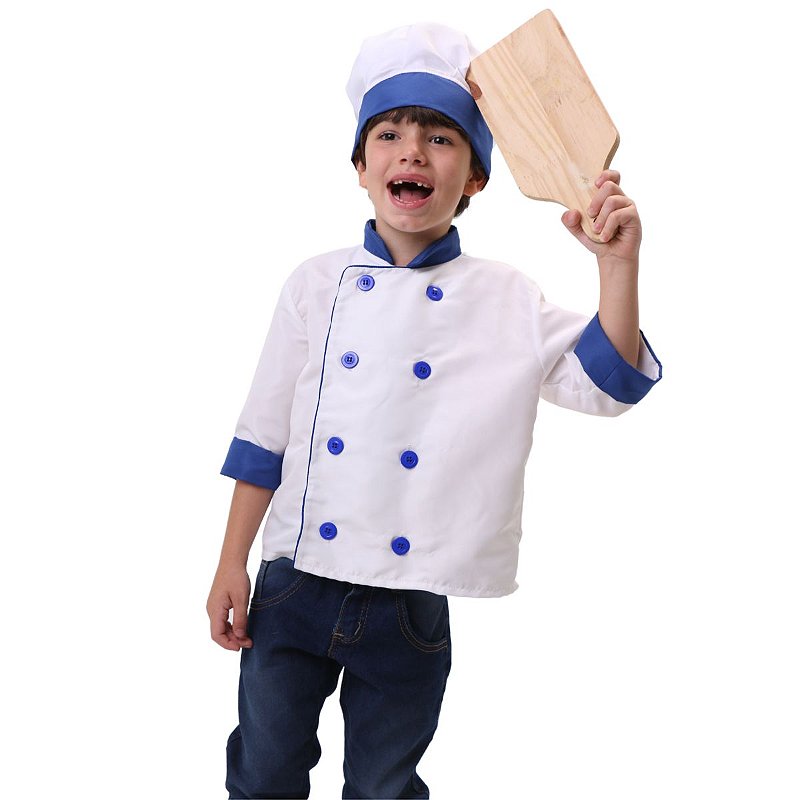 Fantasia Roupa Cozinheiro Chef Cozinha AZUL| MASTERCHEF | DOLMÃ ...