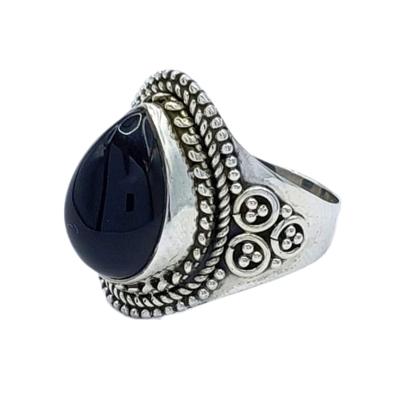 Anel Life Gota Prata 925 pedra ônix - grande - O011 - Prata de Bali ...