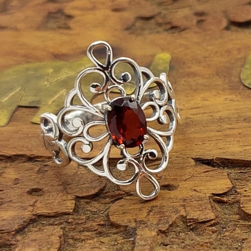 Anel Prata Bali 925 com Pedra Granada - Lançamento - Prata de Bali ...