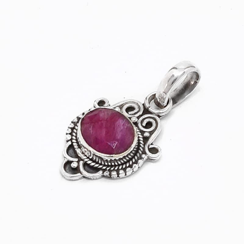 Pingente Indiano em Prata 925 com Pedra Rubi Indiano - Prata de Bali ...