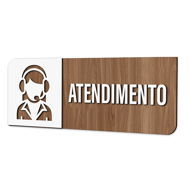 Placa de Sinalização Indicativa - Atendimento - Lumina Decor
