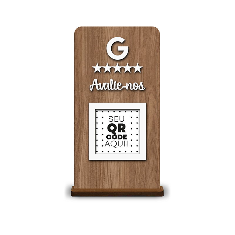 Placa Mesa - Avalie-nos no Google - QR-Code - Lumina Decor