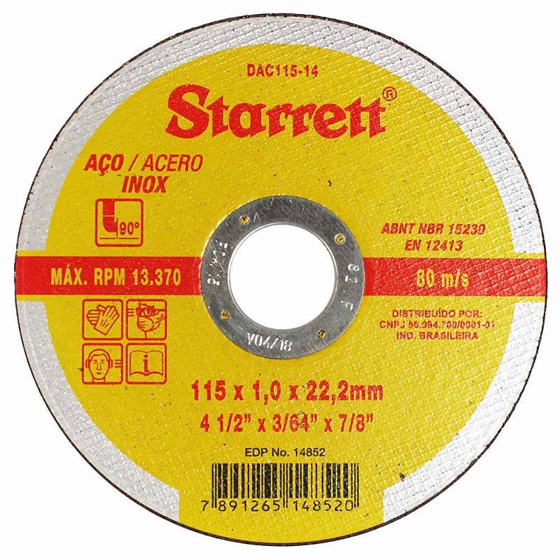 Disco Corte Inox STARRETT 4 1 2 X 3 64 X 7 8pol 12 Pe as Zigferramentas disco-corte-inox-starrett-4-1-2-x-3-64-x-7-8pol-12-pe-as-zigferramentas